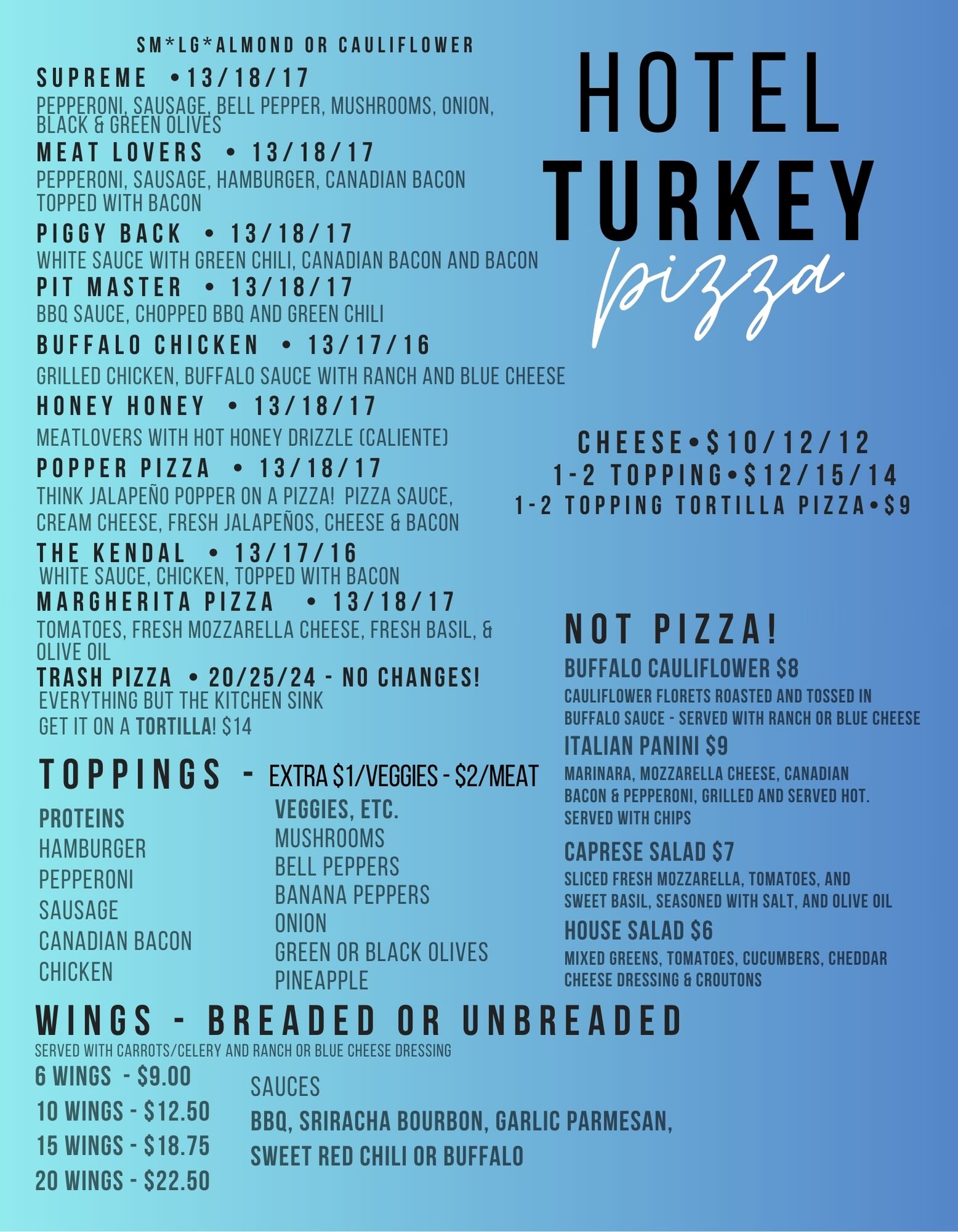 MENUS – HOTEL TURKEY